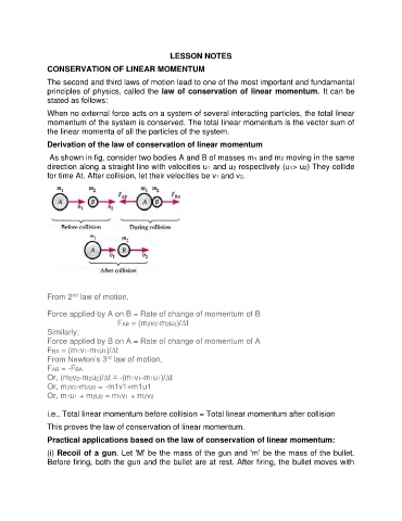 linear momentum physics notes