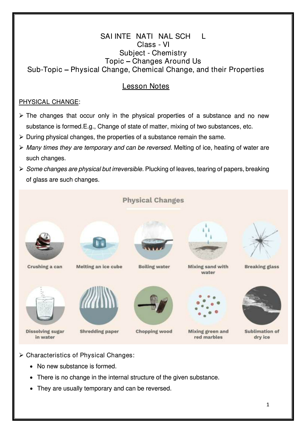 Examples Of Physical Changes And Chemical Changes Impressive Physical