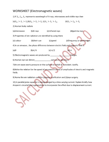 Electromagnetism Worksheet