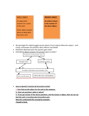 direct object examples with answers