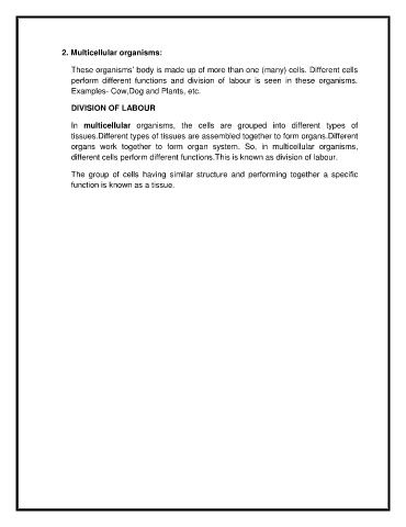 multicellular organisms examples 5