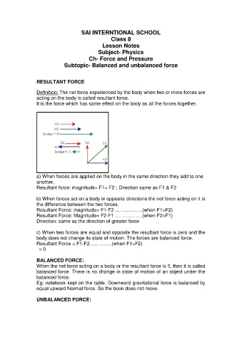 resultant force in physics notes