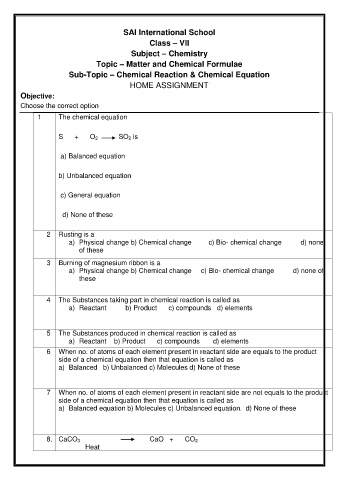 unbalanced chemical equation is called